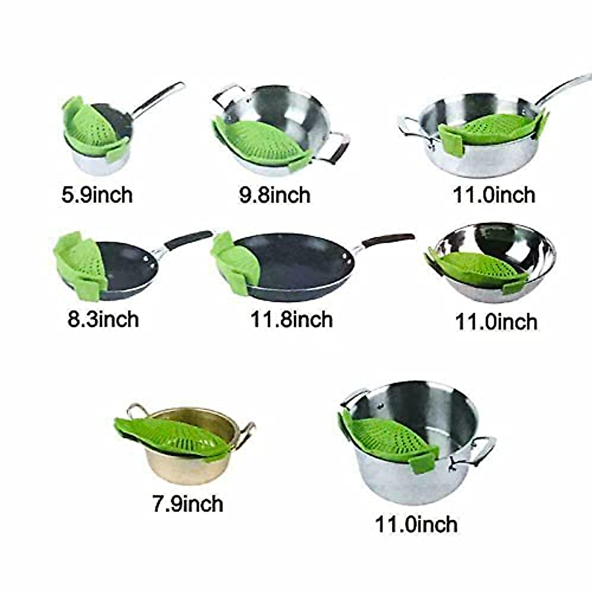 2 Pcs Clip on Strainer, Pot Strainer for Pasta Meat Vegetables Fruit, Silicone Strainer - Fit All Pots and Bowls.