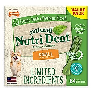Nylabone Nutri Dent Natural Dental Fresh Breath Flavored Chew Treats Small - Up to 15 Ibs. 64 Count