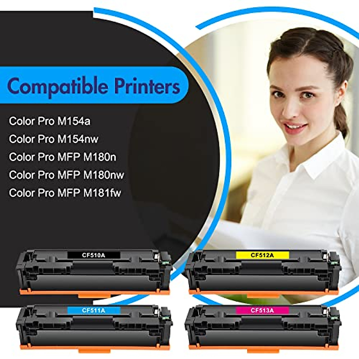 INFITONER 204A Toner Cartridges 4 Packs Compatible for HP 204A CF510A CF511A CF512A CF513A for HP Color Pro M180 M181 M180n M181fw M154nw M154a M154 Series Printer Ink ( Black Cyan Yellow Magenta )