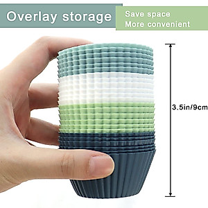 WYBG 24 Pcs Reusable Silicon Muffin Molds Food Grade Silicone Muffin Molders Non-Stick Silicone Cupcake Molds Reusable Cupcake Liners Mini Cake Molds Baking Cups Kitchen Bakeware in 4 Colors