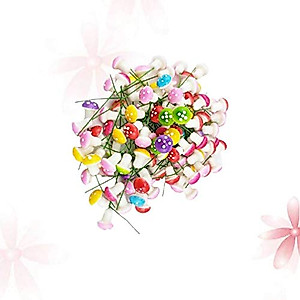 ULTNICE 60pcs Mini Foam Mushroom Miniature Figurines Cake Toppers for DIY Fairy Garden Micro Landscape Flower Pot Bonsai Dollhouse Ornament