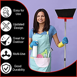 Broom Strongest 80% Heavier Duty - Outdoor Broom Indoor Broom, Angle Broom with Extendable Broomstick for Easy Sweeping - Easy Assembly & Durable, Great Use for Home Kitchen Room Office Lobby Floor