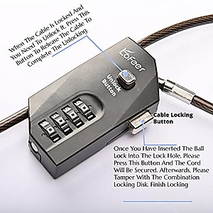 Tofeer Adjustable Cable Lock, Combination Wire Lock Trail Camera and Kayak Lock, 6.5ft Long Cord for Luggage Suitcase Helmet, Zinc Alloy Lock Part, Steel Cable, 10,000 Codes, Easy to Use