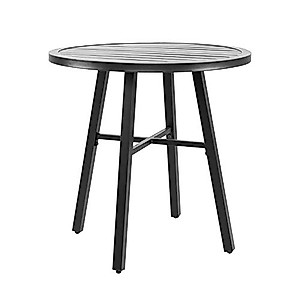 Nuu Garden 28'' Round Patio Table Metal Outdoor Dining Table for Balcony Bistro Porch Black