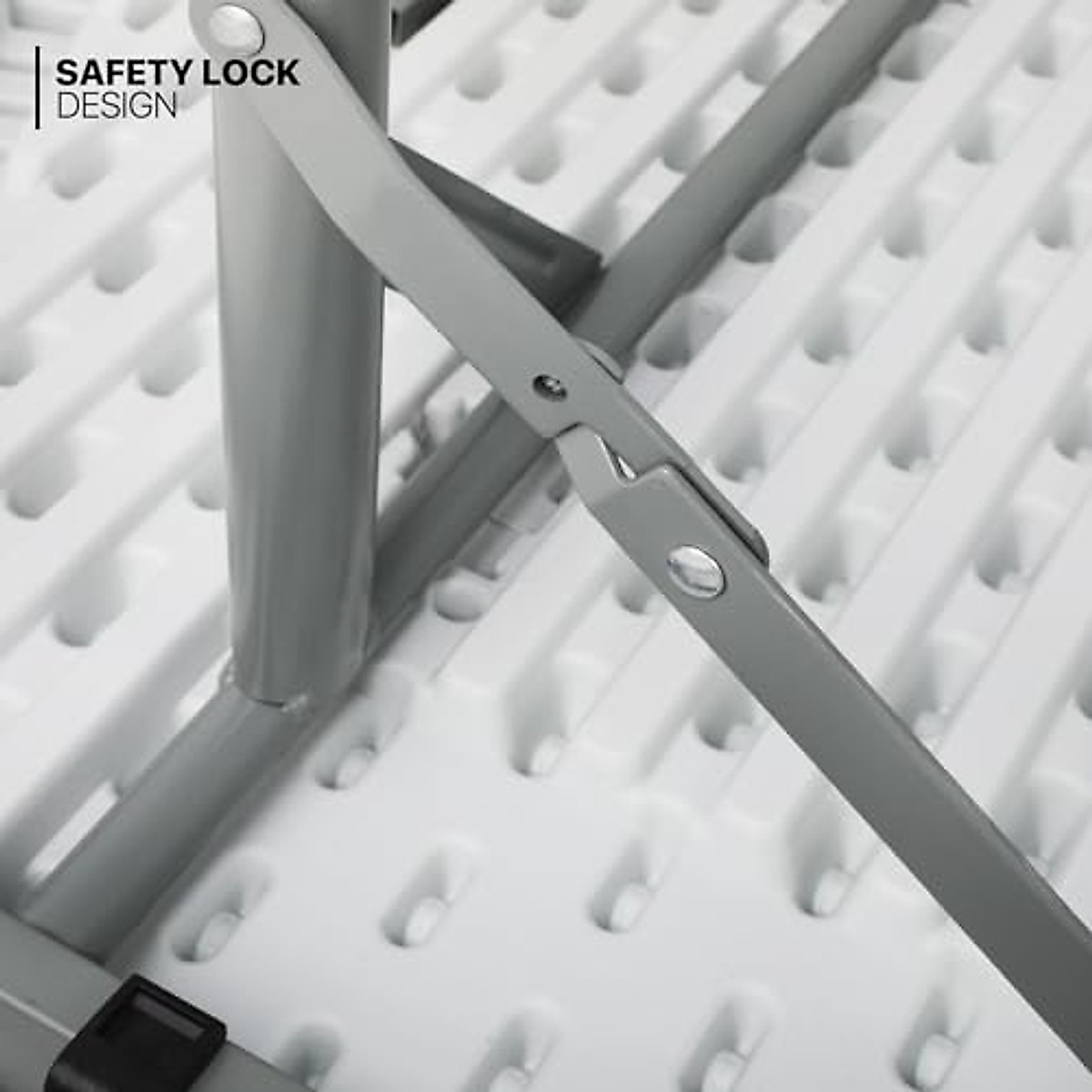 MoNiBloom 5Ft Round Folding Table, Indoor Outdoor Plastic Dining Card Table with Handle and Lock for Picnic Party Banquet Wedding, White Toptable Gray Legs