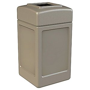 Commercial Zone Square Waste Receptacle, 42 Gallon, Gray