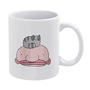 Cute Blobfish and Cat Mugs Ceramic Tea Cup Print Coffee Mug Drinking Cups with Handles