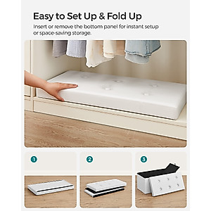 SONGMICS 30 Inches Folding Storage Ottoman Bench, Storage Chest, Footrest, Coffee Table, Padded Seat, Faux Leather, Holds up to 660 lb, White ULSF106