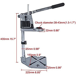 Adjustable Drill Press Stand for Drill Workbench Repair Tool Universal Bench Clamp Support Tool, Drill Press Table, Drill Stand for Hand Drill Single Hole Aluminum Base (1 Mounting Hole)