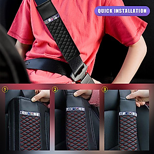 Ziciner 2PCS Leather Seat Belt Cover, Sparkling Rhinestone Seat Belt Covers for Women, Soft Harness Pads Strap Helps Protect Your Neck & Shoulder, Auto Interior Accessories for Adult Kid (Black)