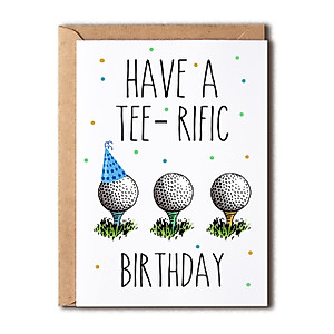 OystersPearl Have A Tee-Rific Birthday Card - Gift For Golfer - Golf Birthday Card - Birthday Gift For Men - Golf Gift - Meaningful Gift Cards - Sports Lover Gift Card