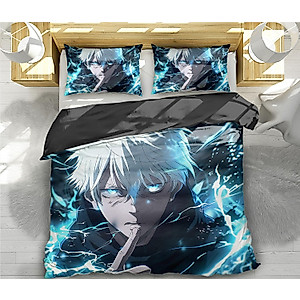 GSHLGAO Anime Duvet Cover Set, Japanese Anime Bedding Set, Anime Themed Bedroom Decoration Bed Set for Kids, Teens, Boys, and Girls, with 2 Pillowcases (image1,Twin 68x86in + 20x30in*2)