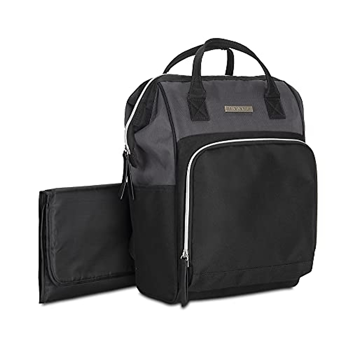 Bananafish Diaper Bag - Multi-Function Design Nappy Bag for Baby Care or Travel - Carry or Wear as Backpack - Large Capacity in Trendy, Stylish Design, Black/Grey, one Size