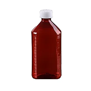 Pharmacy Oval Bottle Amber 16 oz with CR Caps Included (QTY. 25) - Prescription Pharmacy Bottle, Pharmacy Container, Prescription Plastic Container by Sponix