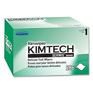 Kimberly-Clark B0013HT2QW– Kimtech Science KimWipes Delicate Task Wipers; 4.4 x 8.4 in. (11.2 x 21.3cm); 1-Ply, (Pack of 1, 286 Count)