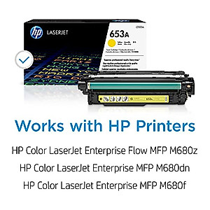 HP 653A Yellow Toner Cartridge | Works with HP Color LaserJet Enterprise MFP M680 Series | CF322A