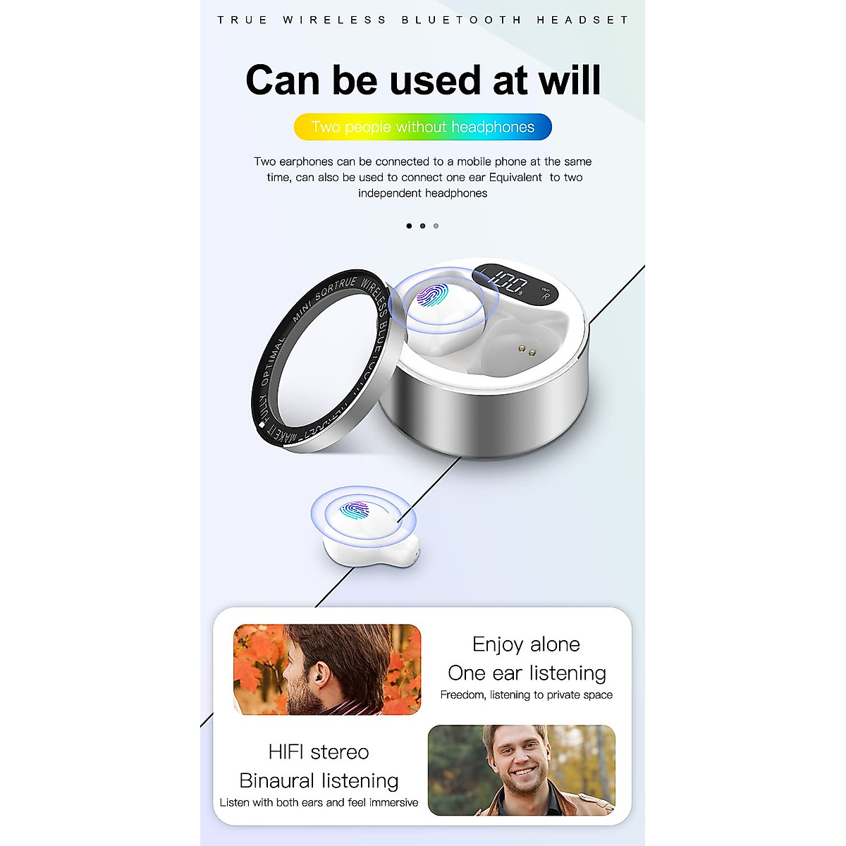 Loluka Invisible Earbuds LED Power Display Wireless Waterproof Touch Control Tiny Earbuds for Small Ears Bluetooth 5.0 Smallest for Music