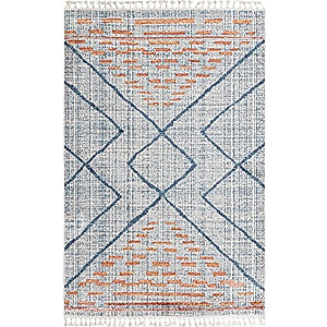 Unique Loom Aramis Collection Area Rug - Kavi (6' 1" x 9' Rectangle, Blue/ Ivory)