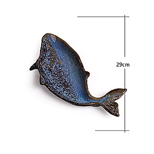 SEINHIJO Cearmic Candy Dish Cookie Plates Nuts Bowl Jewelry Tray Dolphin Gifts Sculpture Home Decor 11.5 inch