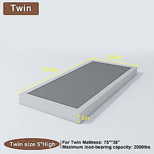 FMDMR Twin Box Spring with Fabric Cover Set, 5 Inch Twin Size Box Spring with 2500lbs Max Weight Capacity, Durable Mattress Foundation Easy Assembly, Non-Slip, Noise Free