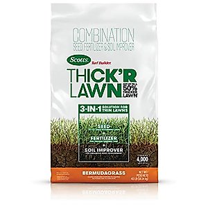 Scotts Turf Builder THICK'R LAWN Grass Seed, Fertilizer, and Soil Improver for Bermudagrass, 4,000 sq. ft., 40 lbs.