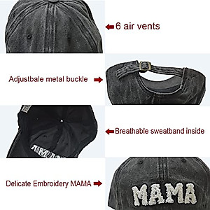 Chenille-Patch Mama-Baseball-Cap Cotton Baseball-Hat-for-Women-Girl Fall-Winter-Summer Outdoor Caps Black