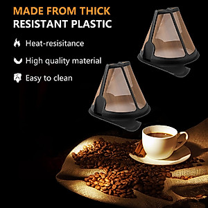 FLIXBLANY 2 Pack Cone Reusable Coffee Filters Reusable Coffee Filters Replace for Ninja Coffee Bar Machines CF09X Series Models Permanent Replacement Reusable Coffee Filter Basket (2)