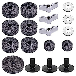 Drum Kit, Felt Pad Set, Felt Non-Slip Drum Replacement Kit, Gray 18-Piece Drum Kit,Felt Hi Hat Cup Felt Cymbal Sleeves