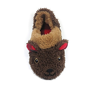 Wonder Nation Toddler Boy Aline Cute Critter face Fur Slippers (7-8 Toddler Brown
