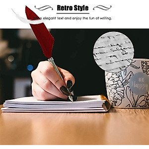 Feather Quill Pen and Ink English Calligraphy Pen Set Antique Dip Pen with Ink and 6 PCS Nibs for Drawing,Writing, Best Holiday gifts