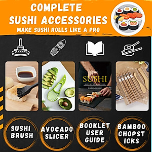 CHOMKIT Sushi Making Kit for Beginners, 25 in 1 Sushi Bazooka Kit with Sushi Mat, Sushi Mold, Sushi Knife, Chopsticks with Guide Book, Deluxe Edition DIY Sushi Machine for Kids