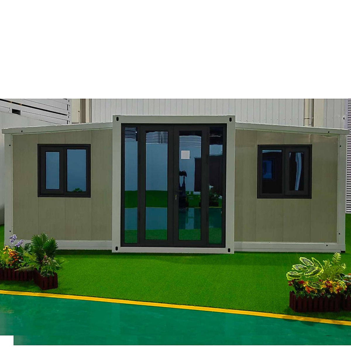 Mobile prefab Expandable Tiny Houses for Families with Restroom, Outdoor Storage. Sturdy Steel and Plastic. Suitable for Various Purposes Like Hotels, Offices etc. (19ft x 20ft)