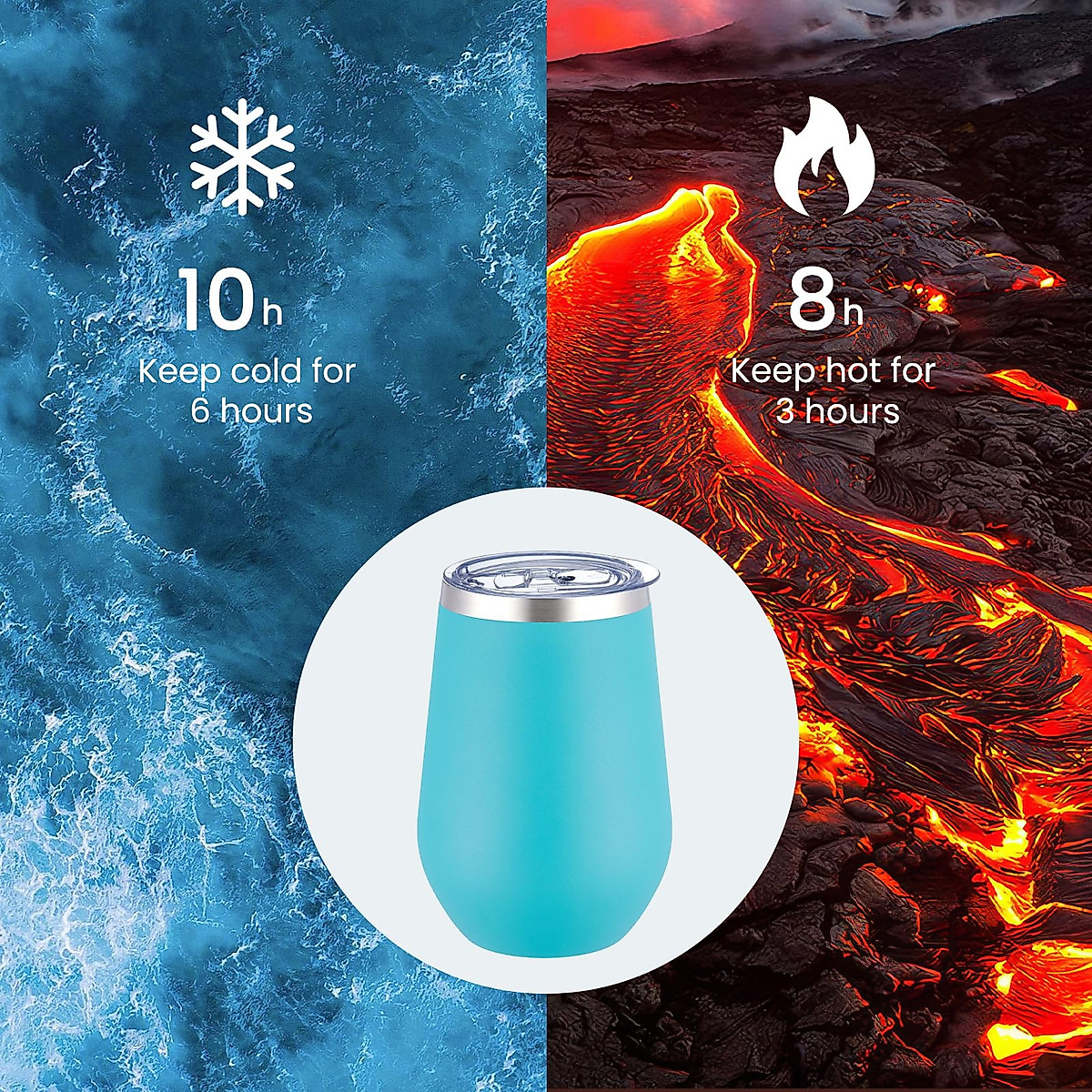 MEWAY 12oz Insulated Wine Tumbler with Lid and Straw - Double Wall Vacuum Stainless Steel Wine glass, for Travel and Office, Baby shower prizes for winners(Light Green,1)