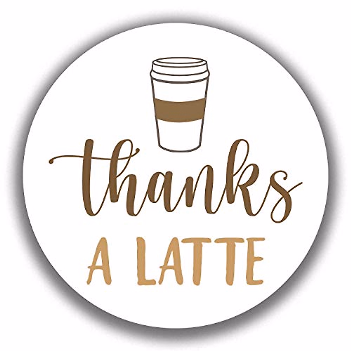 2" Round Thanks A Latte Appreciation Thank You Stickers (40 Labels) (Latte Brown)