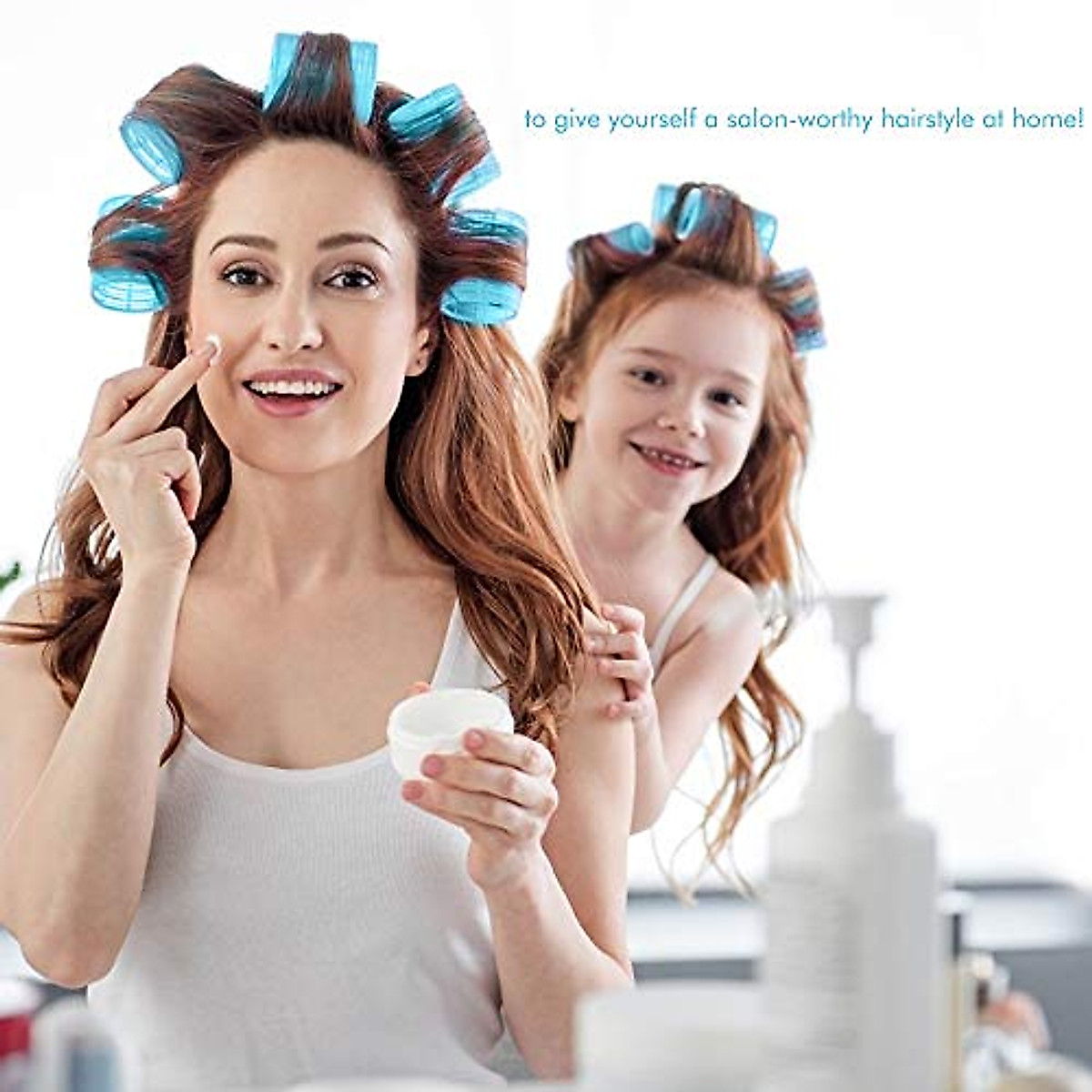 Hair Rollers Jumbo Size sets Self Grip Salon Hair Curlers Large Hair Rollers 3 Inch 6 Size 24 Pack Blue