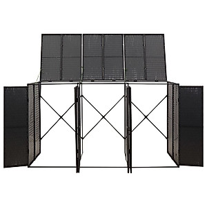 loibinfen Garbage Can Storage, Trash Can Enclosure, Garbage Can Shed for Outdoor Patio Yard Garden, Triple Wheelie Bin Shed Black 81.5"x31.5"x46.1"