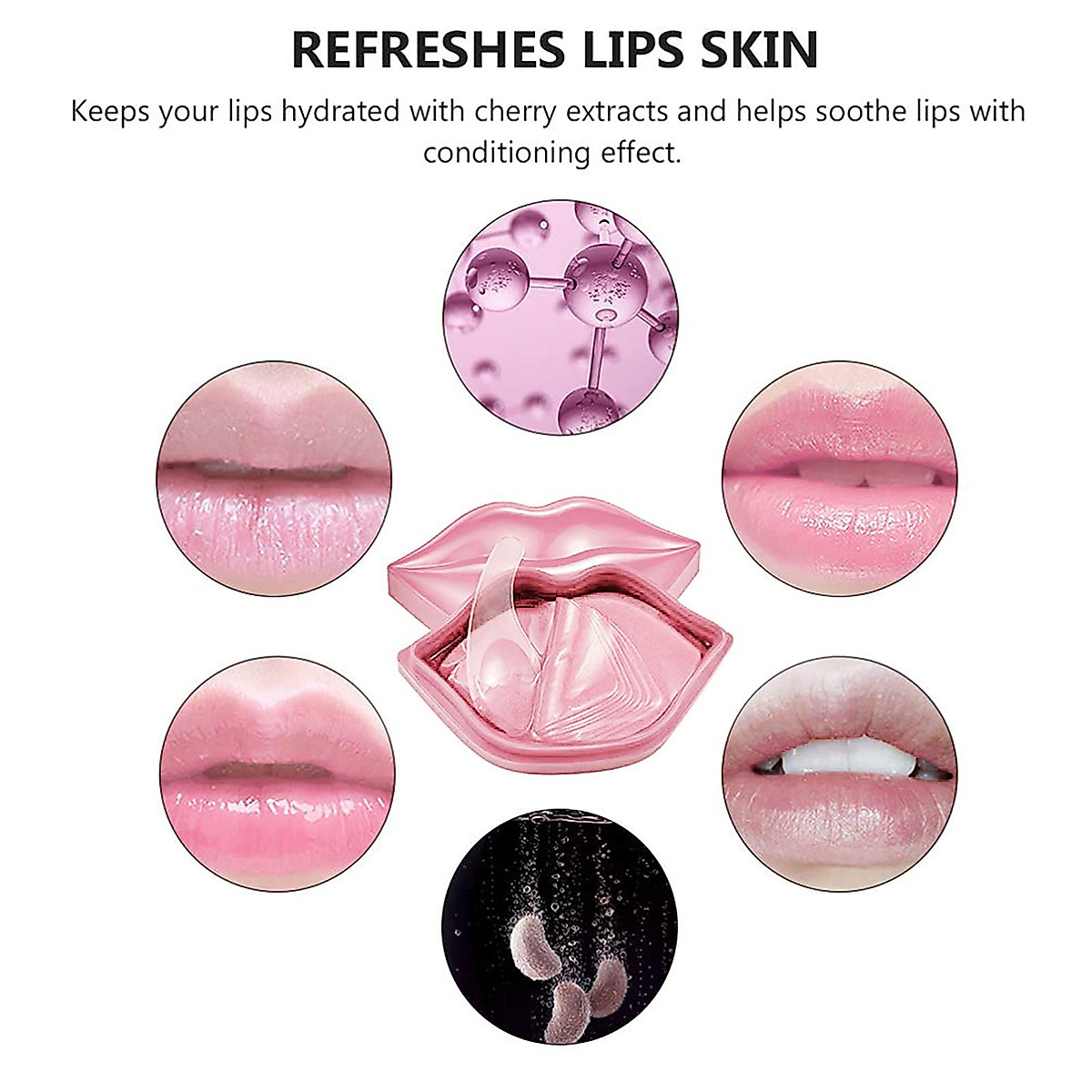 YiJiaBa 20PCS Sleeping Lip Mask with Cherry, Soothing for Dry Lips, Repair Chapped, Anti-Aging & Moisturizing Plaque