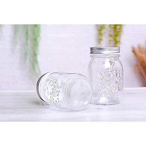 Hovico Mason Jars 17 oz With Regular Lids and Bands, Ideal for Jam,Dishwasher Safe Mason Jar for Fermenting, Kombucha, Kefir, Storing and Canning Uses, Clear- Set of 6