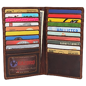 Swiss Marshall RFID Blocking Bifold Genuine Leather Credit Card ID Holder Long Wallet (Cazoro Brown)