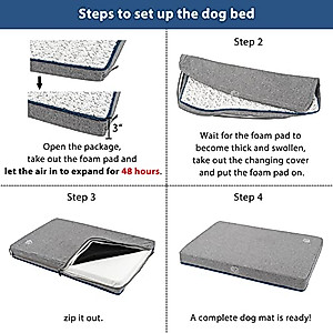 EMPSIGN Waterproof Dog Bed for Crate Pad Reversible Cool and Warm, Pet Beds with Washable and Removable Cover, Sleeping Mats for Large Medium Small Dogs