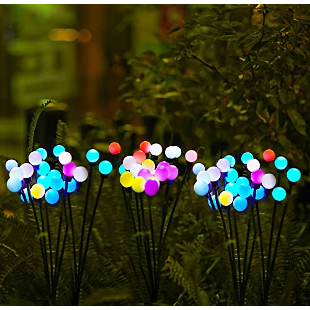 WZUZUD 3PCS Solar Starburst Swaying Garden Light,Solar Powered Firefly Lights Outdoor Waterproof,Swaying Decorative String Lights When The Wind Blows