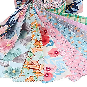 New Floral Print Cotton Jelly Roll Fabric 20 Pieces 2.4-inch Strips Quilting Fabric (Floral Print A)