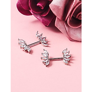 Vqoxaggi 14G Nipple Rings for Women Surgical Steel VXG0002 0