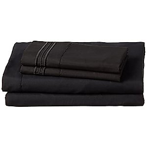 King Size Sheets - Breathable Luxury Bed Sheets with Full Elastic & Secure Corner Straps Built In - 1800 Supreme Collection Extra Soft Deep Pocket Bedding, Sheet Set, EXTRA DEEP pocket - King, Black