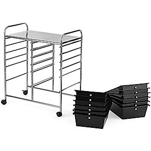 Giantex 12 Drawer Rolling Storage Cart Tools Scrapbook Paper Office School Organizer (Black)