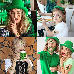 80Pcs St Patricks Day Tattoos Decorations Accessories, 12 Sheets Shamrock Temporary Tattoo Stickers for Kids Women, Irish St. Patrick's Day Parade and Favors Party Decorations