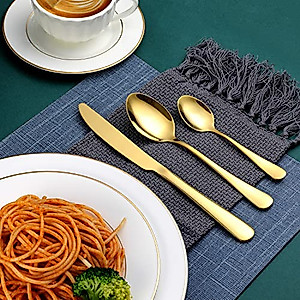 Gold Silverware Set, OGORI 24-Piece Gold Forged Stainless Steel Flatware Set, Service of 6