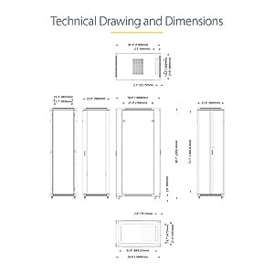 StarTech.com 4-Post 42U Server Rack Cabinet, 19" Data Rack Cabinet for IT Equipment Mount, Full Size Network Cabinet Storage