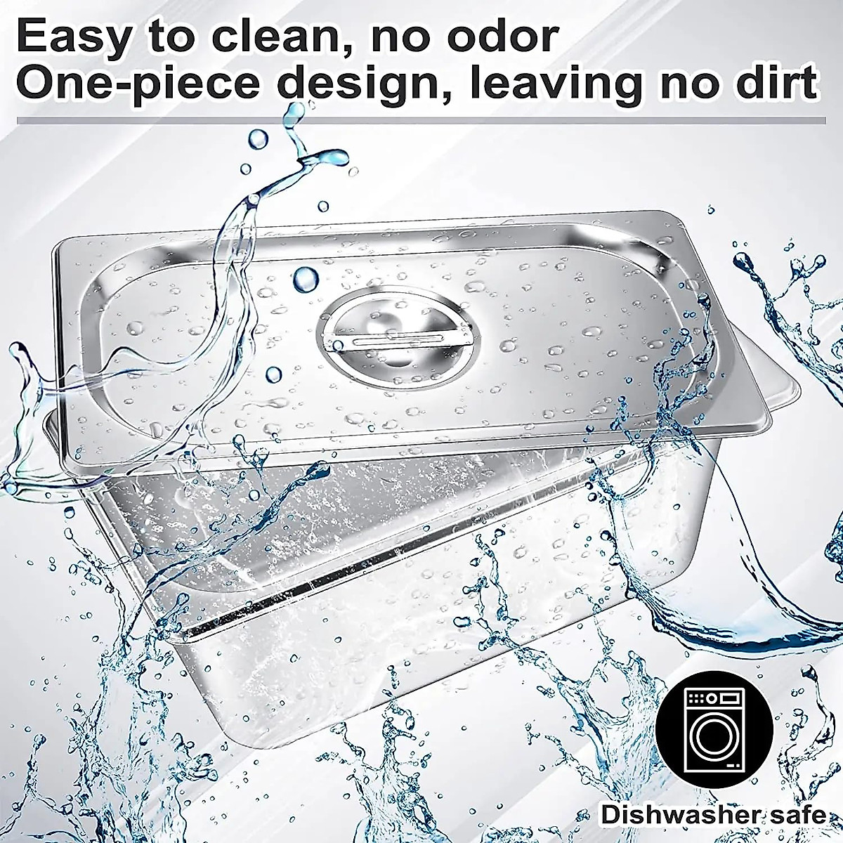 Generic 6 Pack Stainless Steel Buffet Containers Third Size, Steam Table Pan With Lid, Restaurant and Commercial Pans, Hotel Pan 4"" Deep Anti-Jam, Chafing Steam Table Catering Storage Metal Food Pan