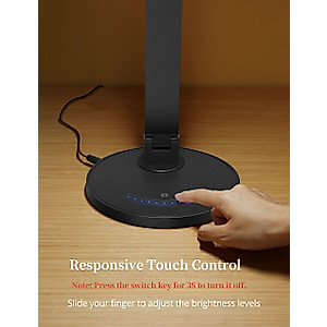soysout LED Desk Lamp, Eye-Caring Table Lamp with USB Charging Port, 5 Lighting Modes with 7 Brightness Levels, Touch Control, 12W (Black)